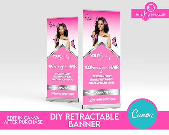 Paper Canva Boutique Retractable Banner Hair Bundles Retractable Banner ...