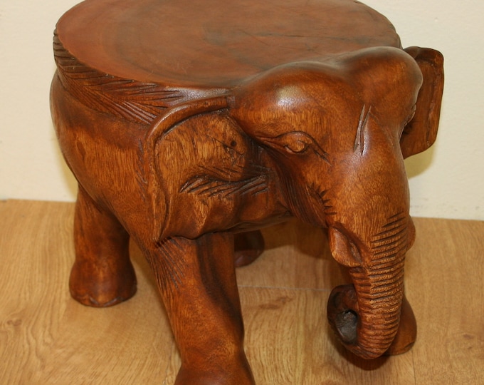Flat Top Elephant Table Solid Rustic Wooden Table Seat Stool Plant ...