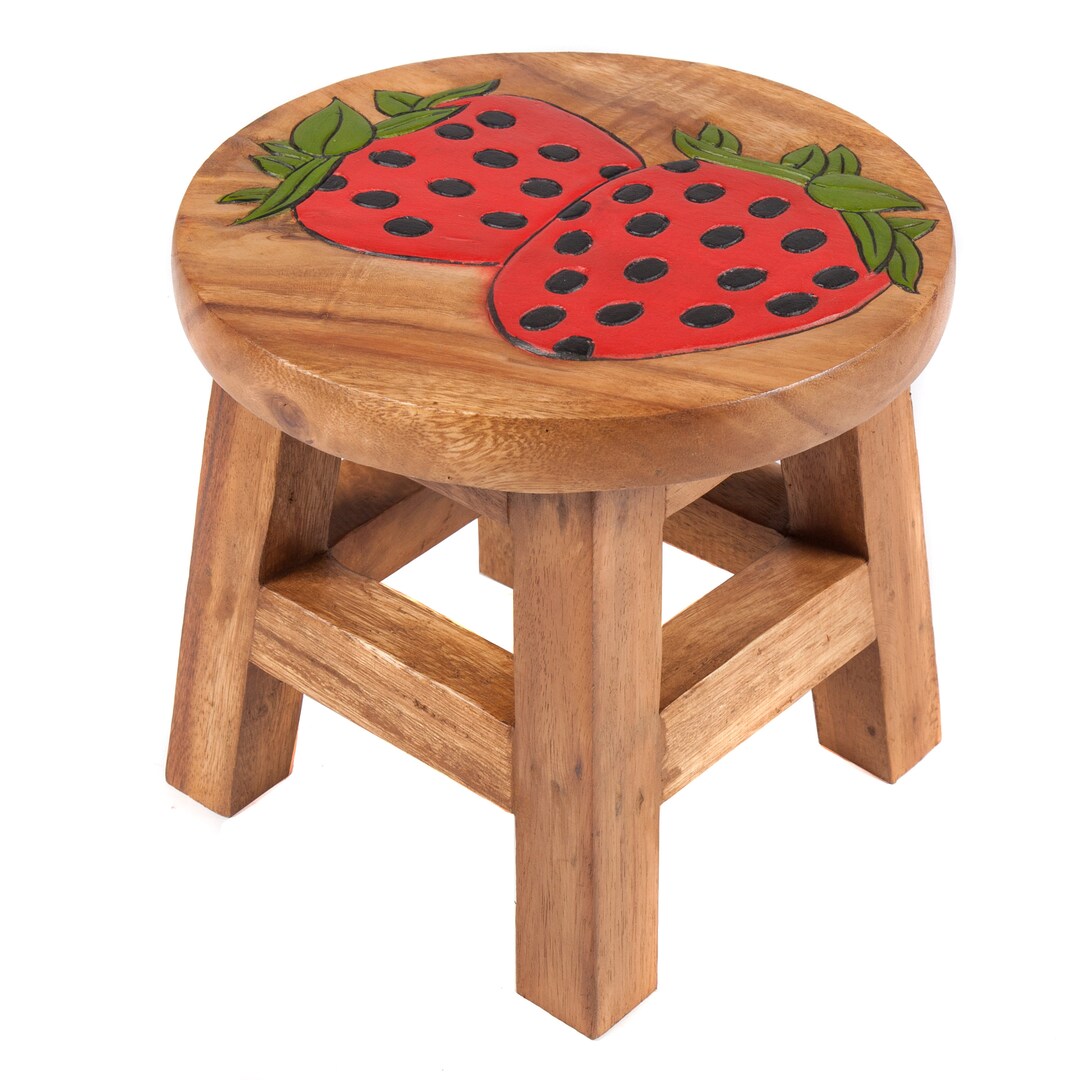 Child's Kids Children Rustic Wooden Strawberry Stool FU-549-SB - Etsy