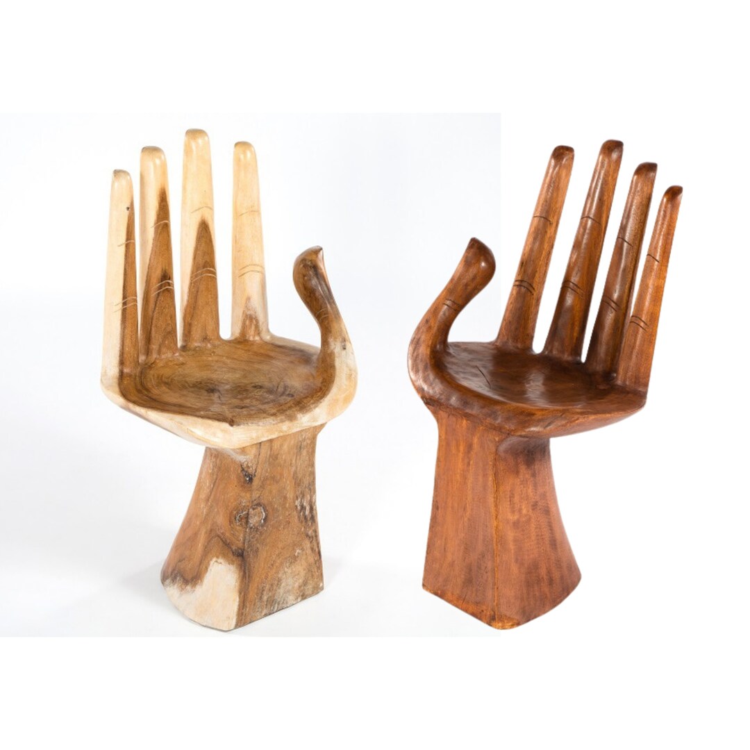 Rustic Hand Chair Seat 4 Finger Support Solid Suar Wood Indoor Outdoor ...