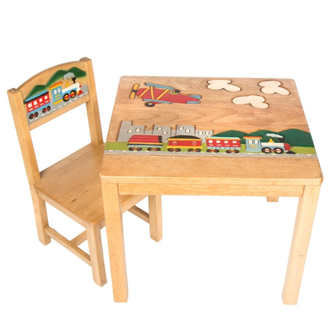 Fair Trade Train Table and Chair Handmade Using Reclaimed Rubberwood - Etsy