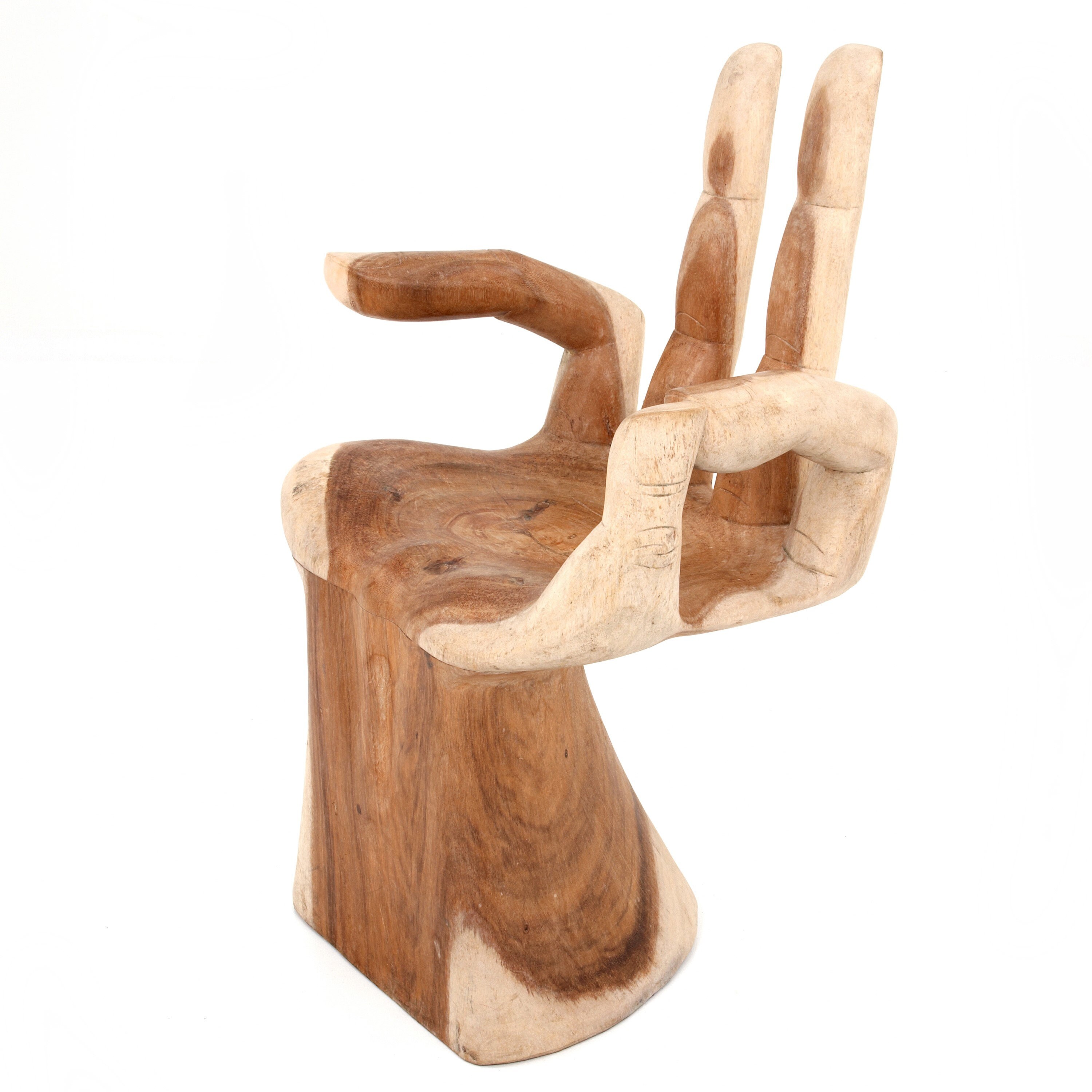 Rustic Hand Chair Seat 2 Finger Support Solid Suar Wood Indoor Outdoor ...