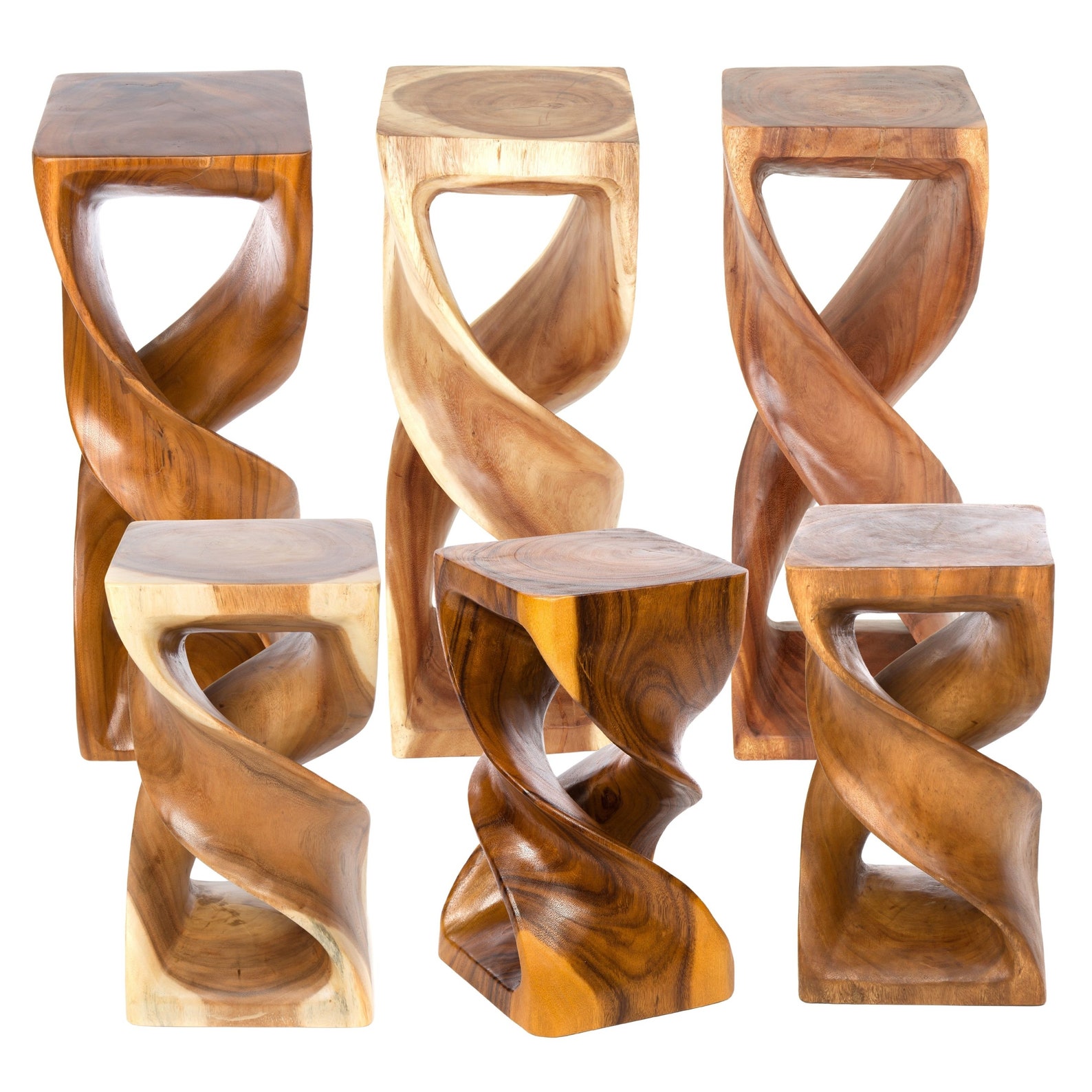 Fair Trade Double Twisted Wooden Infinity Stool Plant Stand - Etsy UK