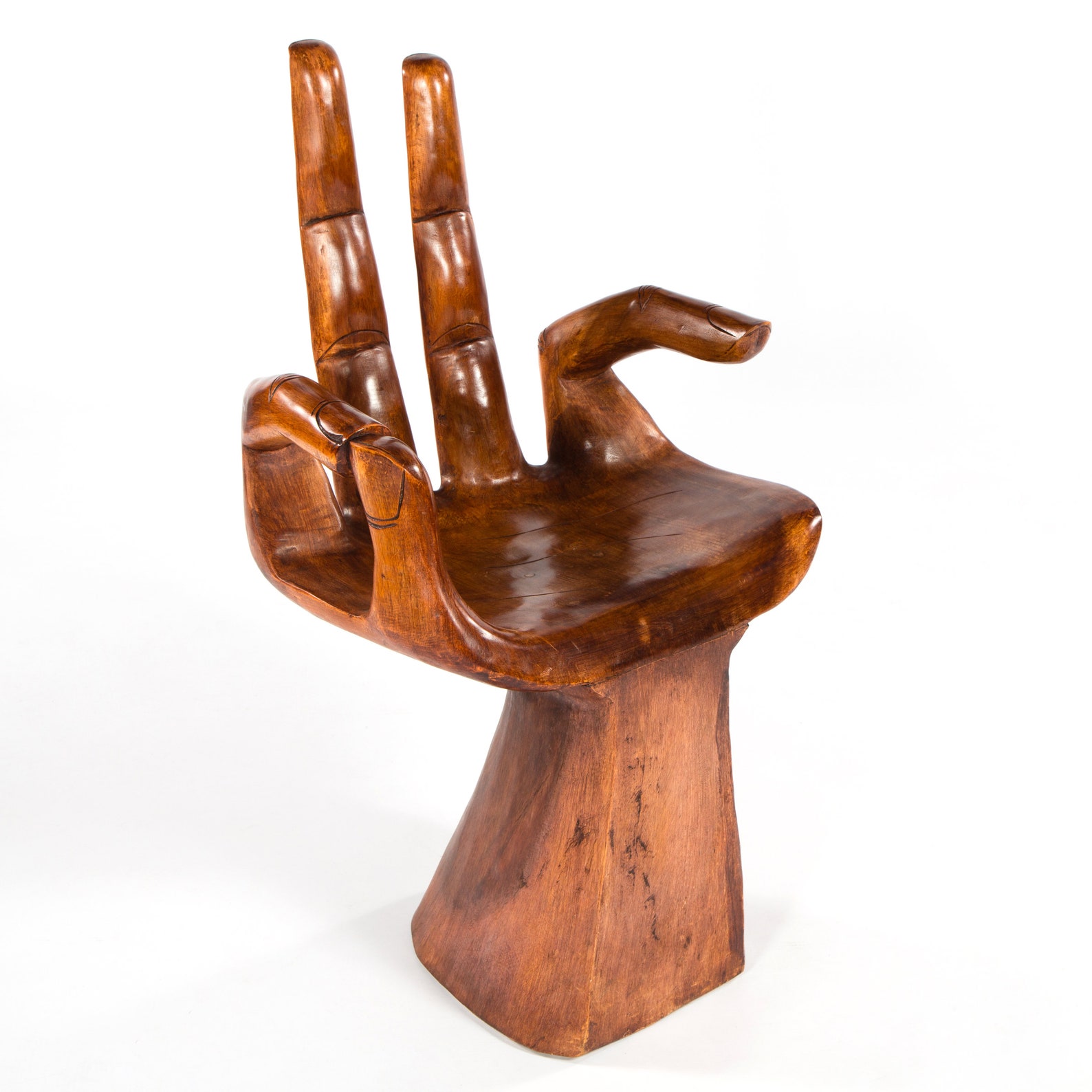 Rustic Hand Chair Seat 2 Finger Support Solid Suar Wood Indoor Outdoor ...