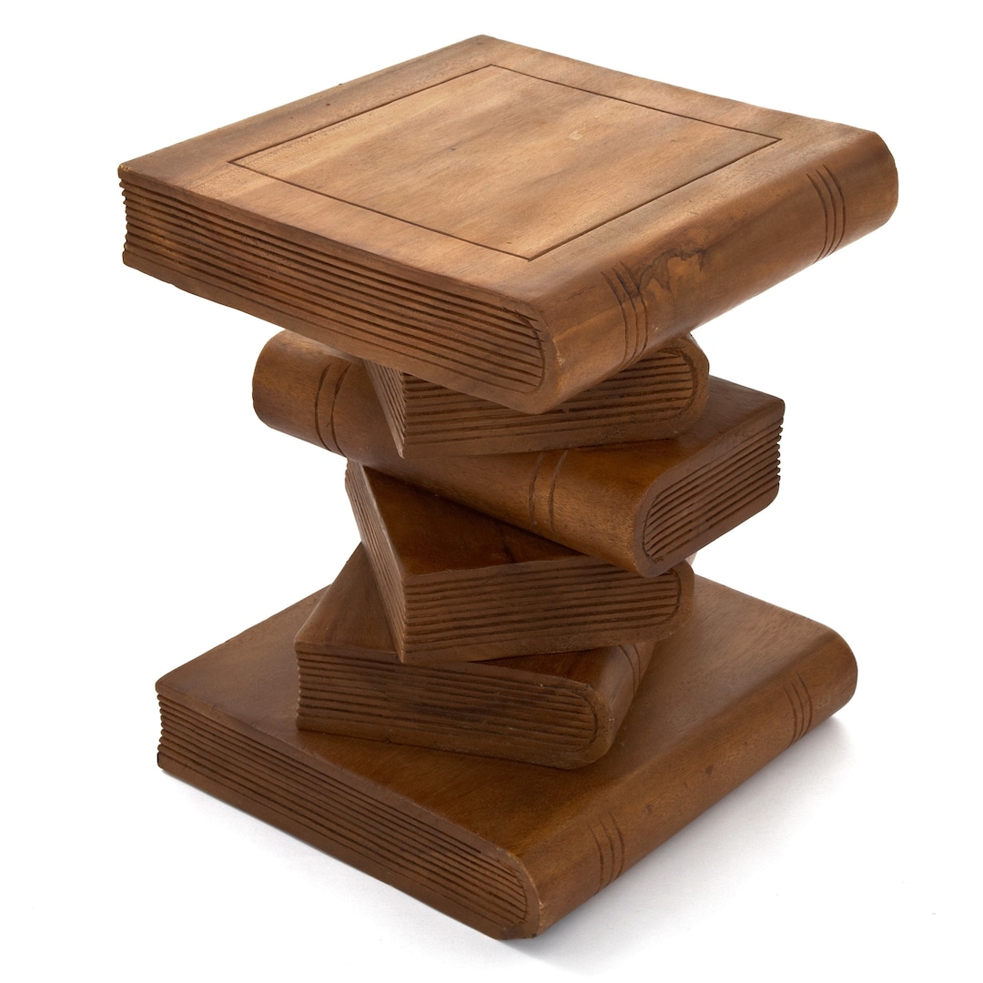 Book Stack Table Rustic Small Wooden Side Table Plant Stand - Etsy