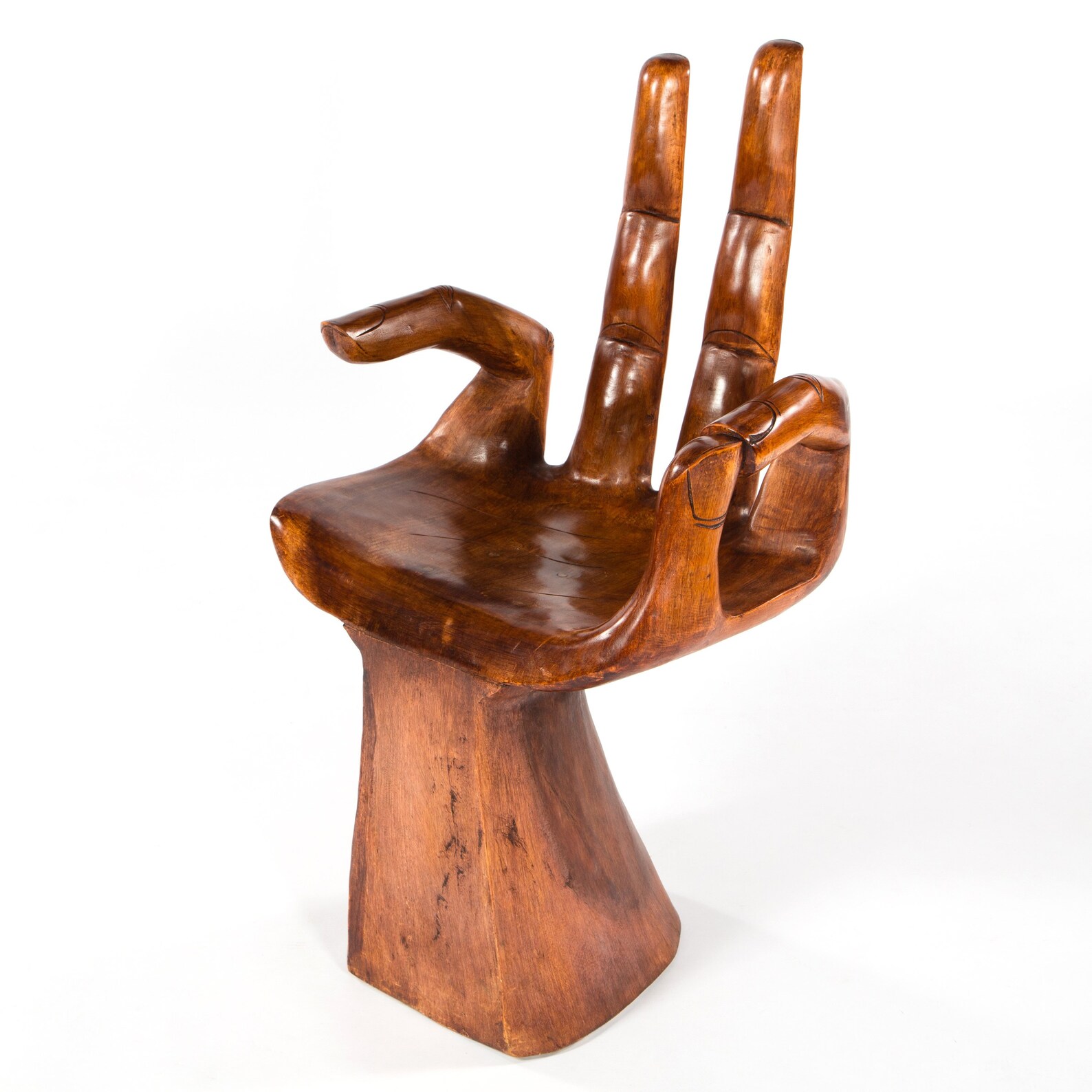 Rustic Hand Chair Seat 2 Finger Support Solid Suar Wood Indoor Outdoor ...