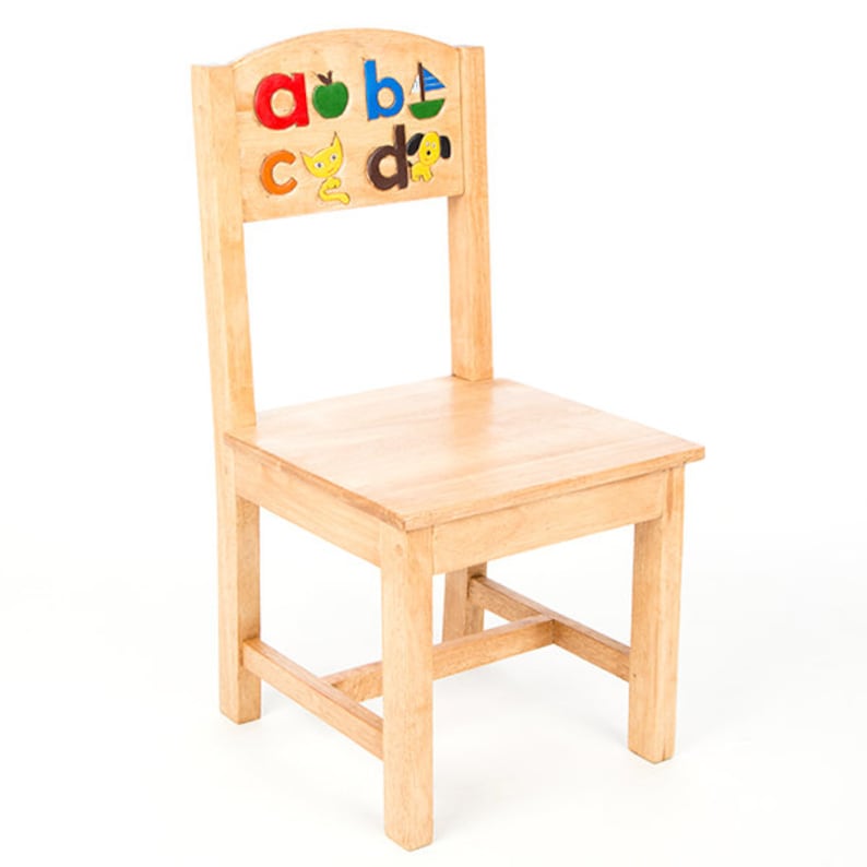 Childs Fair Trade ABC Chair Handmade Using Reclaimed Rubberwood - Etsy UK