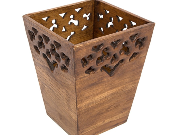 Rustic Wooden Handmade Waste Trash Paper Bin Small HAG-007-S-DARK - Etsy