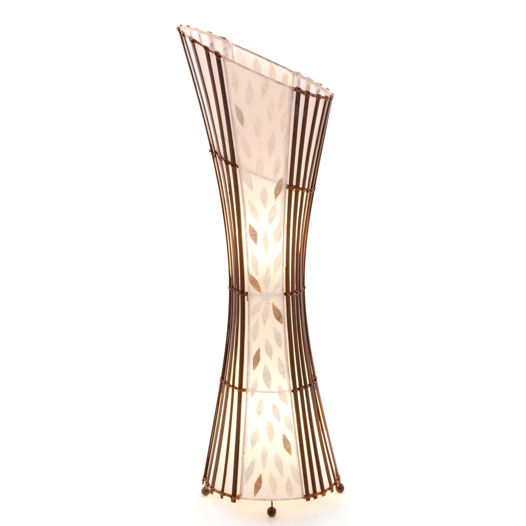 Oval Bamboo and Flower Shell Floor Lamp 100cm - Etsy UK