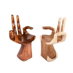 Rustic Hand Chair Seat 2 Finger Support Solid Suar Wood Indoor Outdoor ...