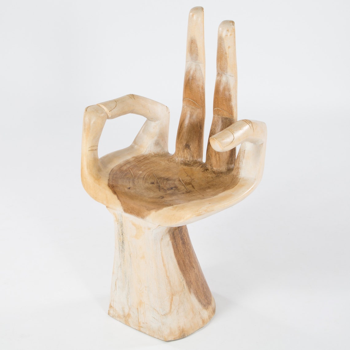 Rustic Hand Chair Seat 2 Finger Support Solid Suar Wood Indoor Outdoor ...