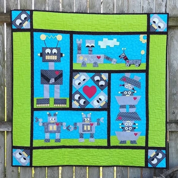 Robot Quilt - Etsy