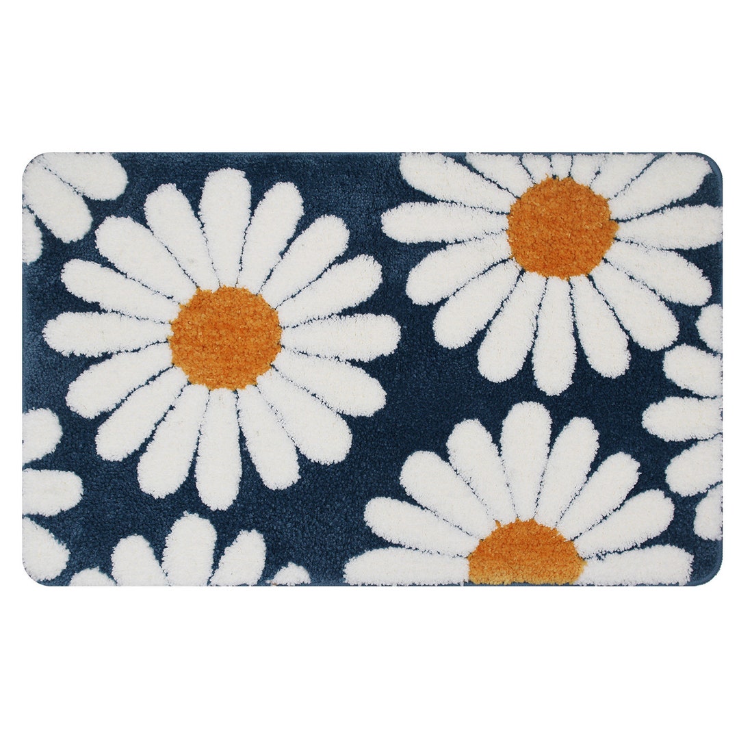 Blue Daisy Flower Bathroom Rug Cute Floral Soft Bath Mat - Etsy