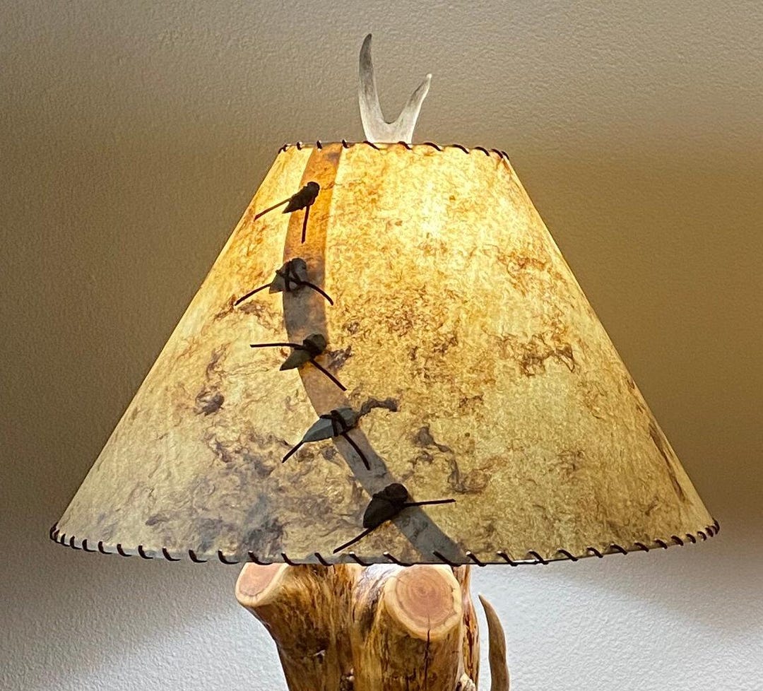 Rustic Cabin 21" Lampshade With Arrowhead Buttons and Leather Suede ...
