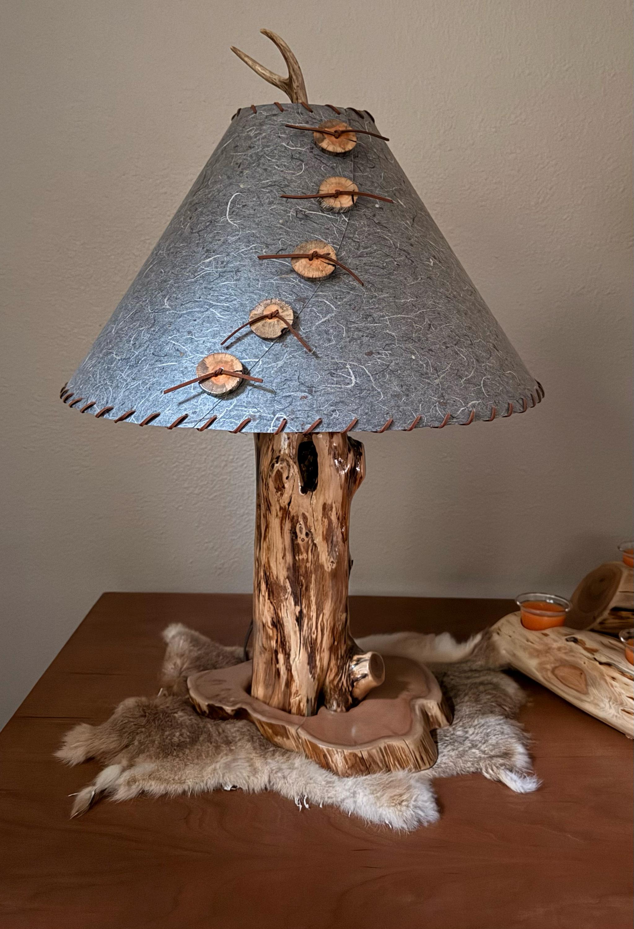 Rustic Cabin Country Decor 14" Lampshade With Suede Lacing and Wooden ...