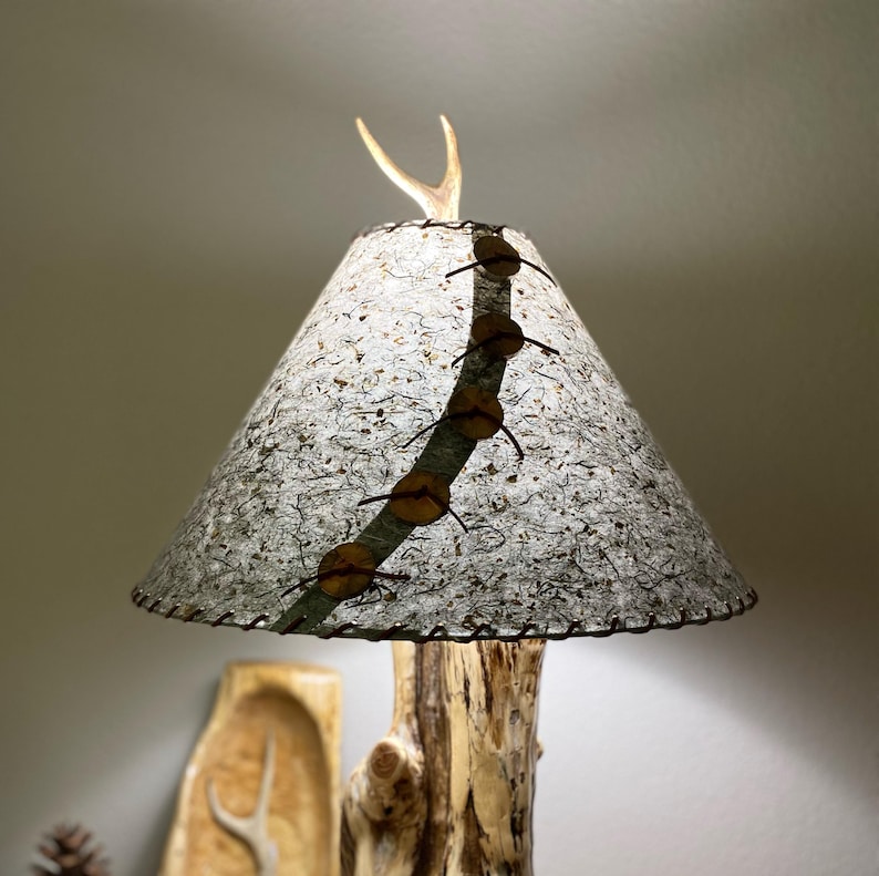 Rustic Cabin Country Decor 14" Lampshade With Suede Lacing and Wooden ...