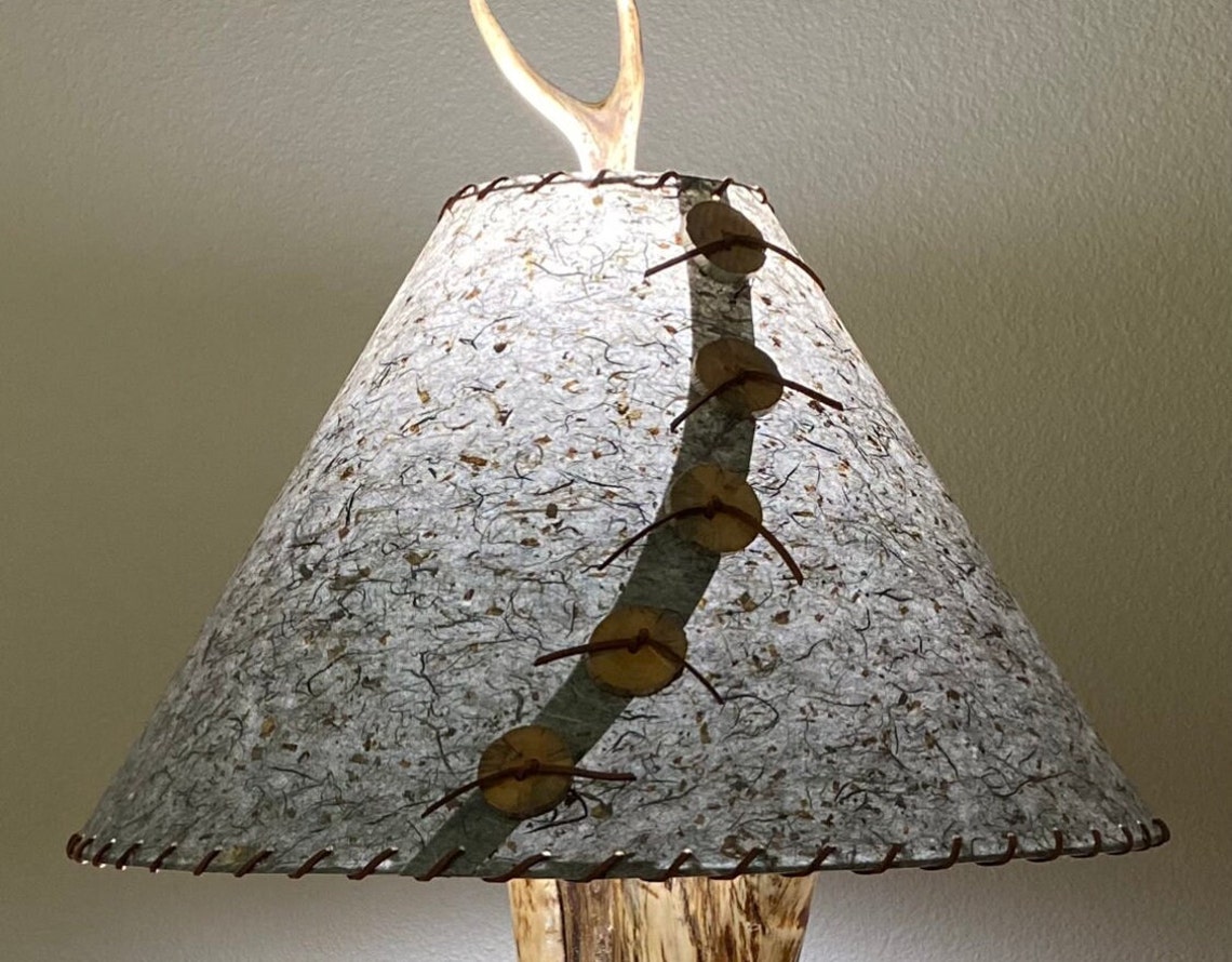 Rustic Cabin Country Decor 14" Lampshade With Suede Lacing and Wooden ...