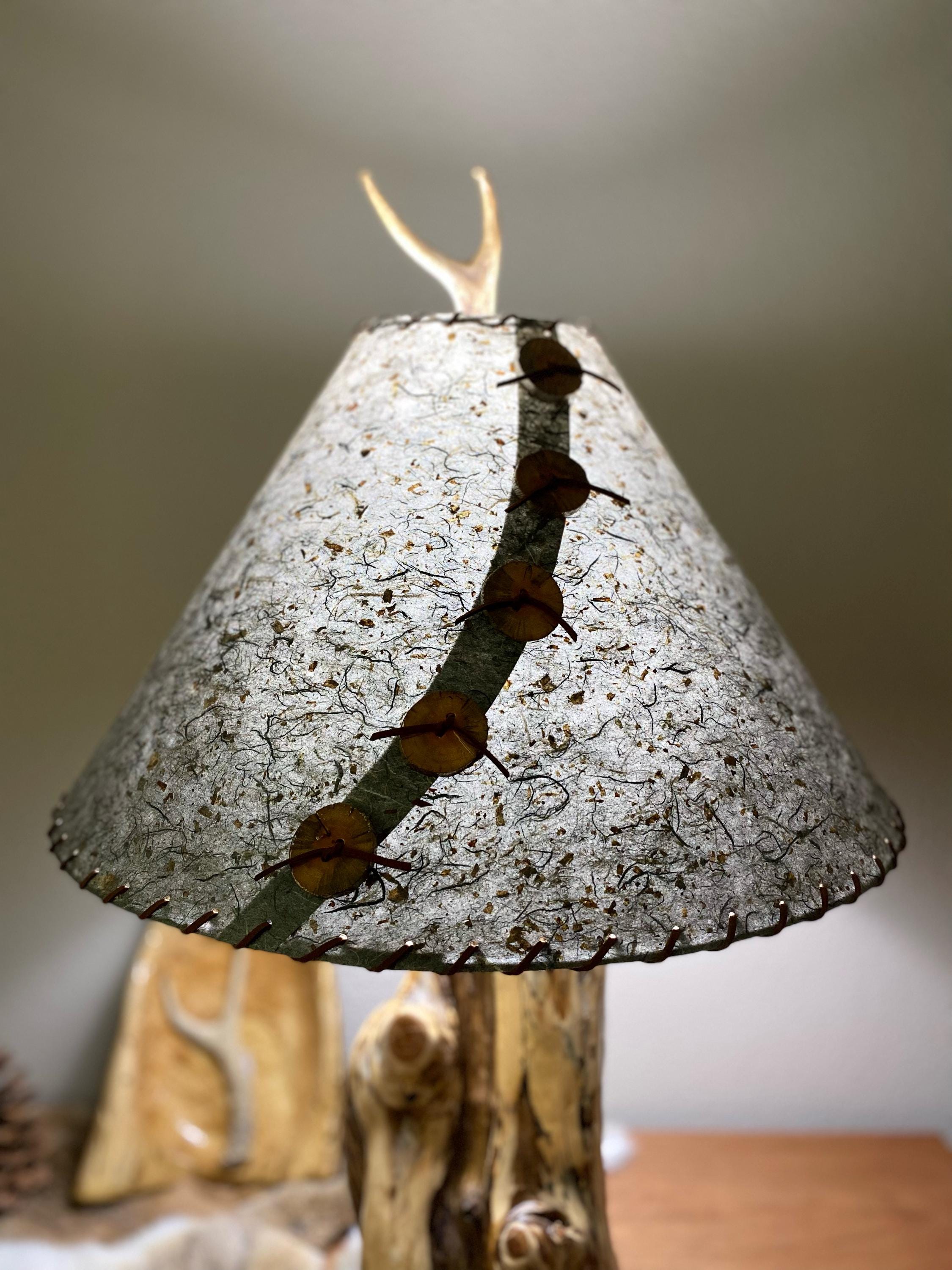 Rustic Cabin Country Decor 14" Lampshade With Suede Lacing and Wooden ...