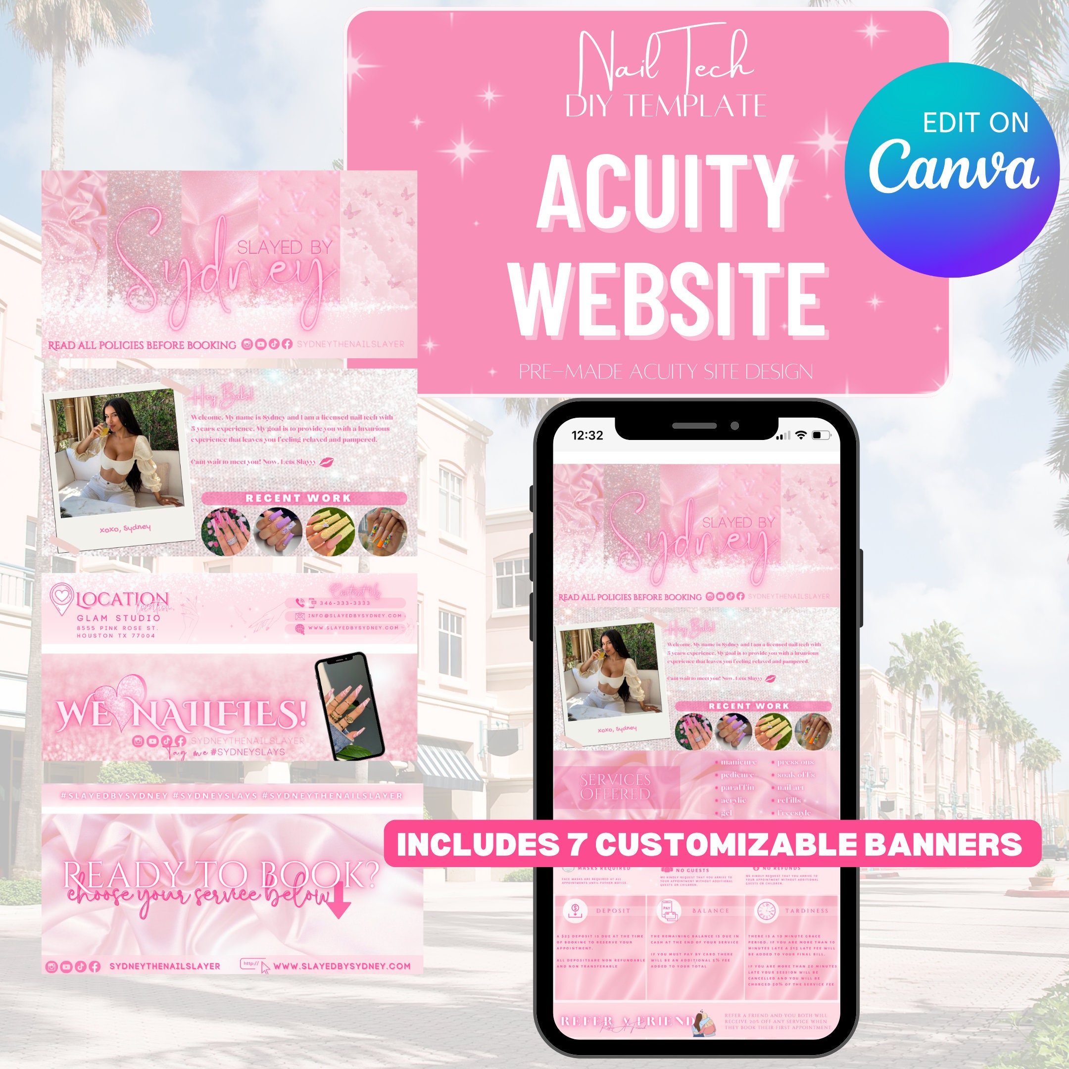 Pink Luxury DIY Booking Template Nail Tech Acuity Template Makeup ...