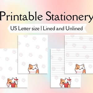 Printable Stationery for Kids | Letter Writing Paper With Cat | Cute ...