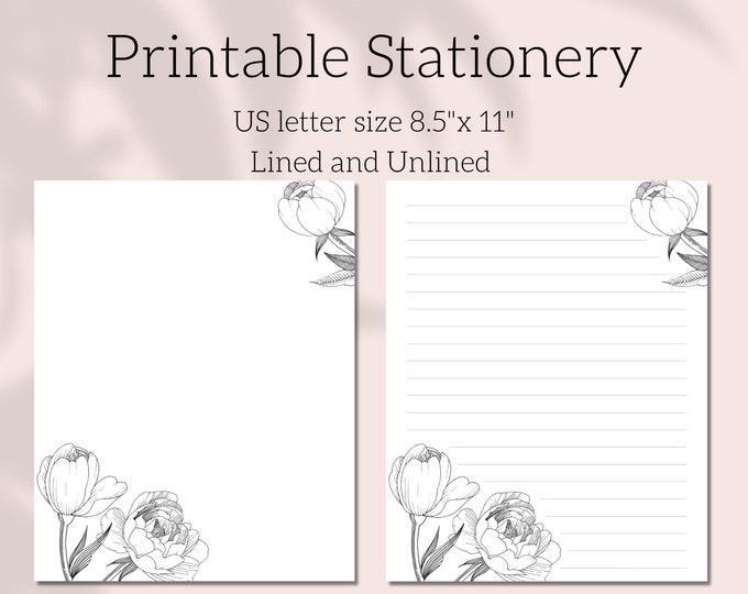 Printable Watercolor Floral Stationery, Printable Writing Paper ...