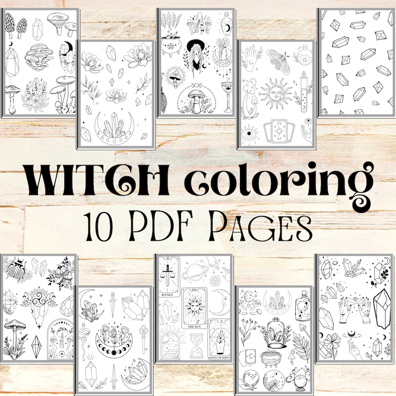 Witch coloring pages for adults Magic Digital coloring - Etsy México