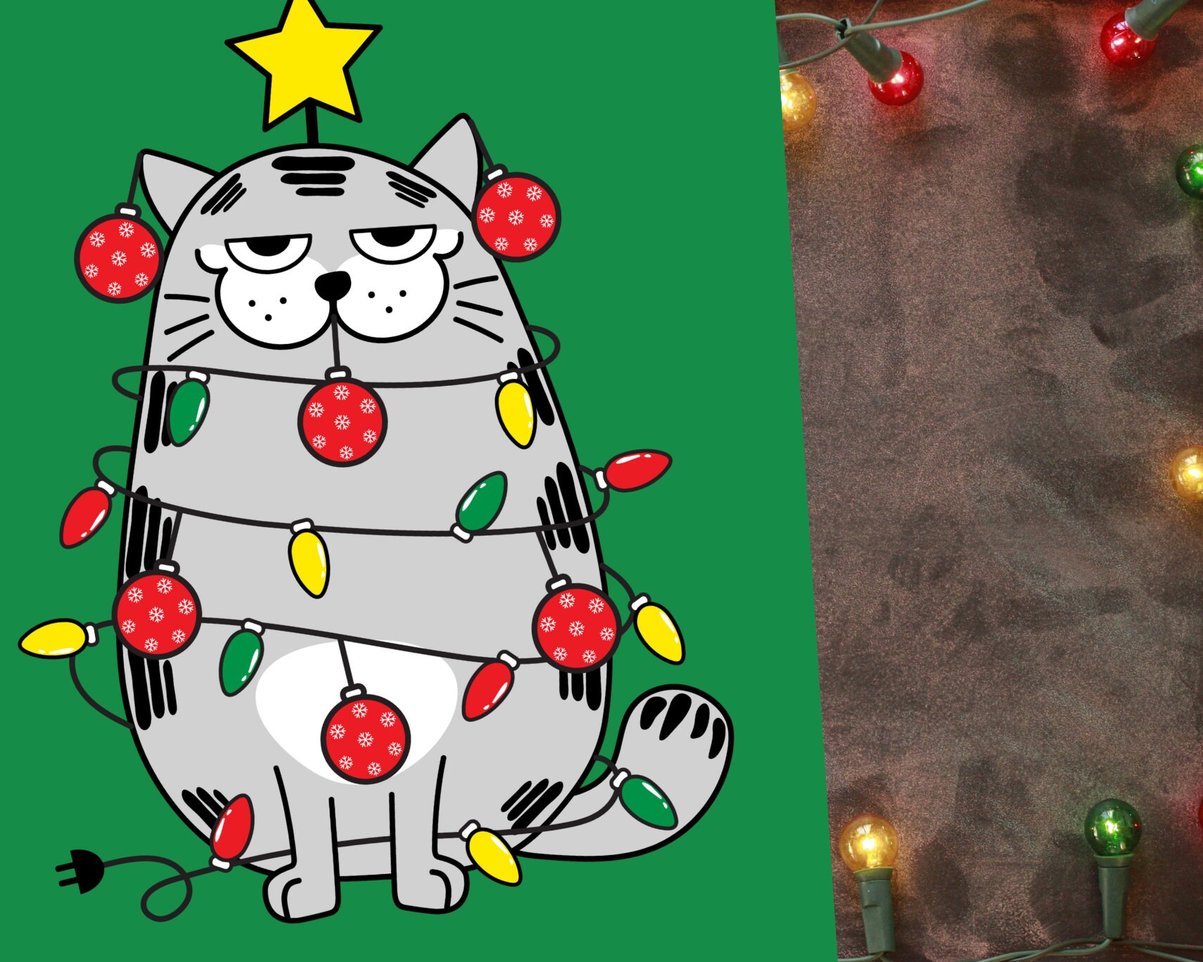 Merry Catmas Card Printable Christmas Greeting Card PDF - Etsy
