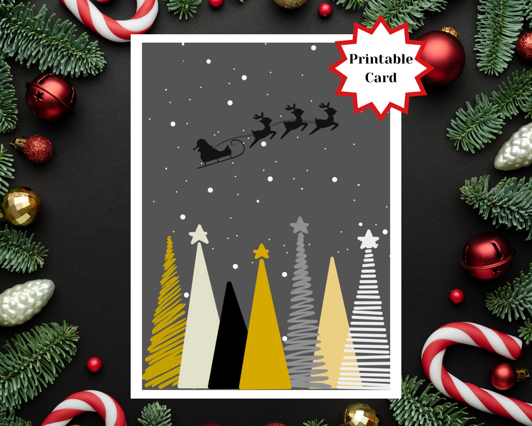 Printable Christmas Card PDF Greeting Card for Xmas Instant - Etsy