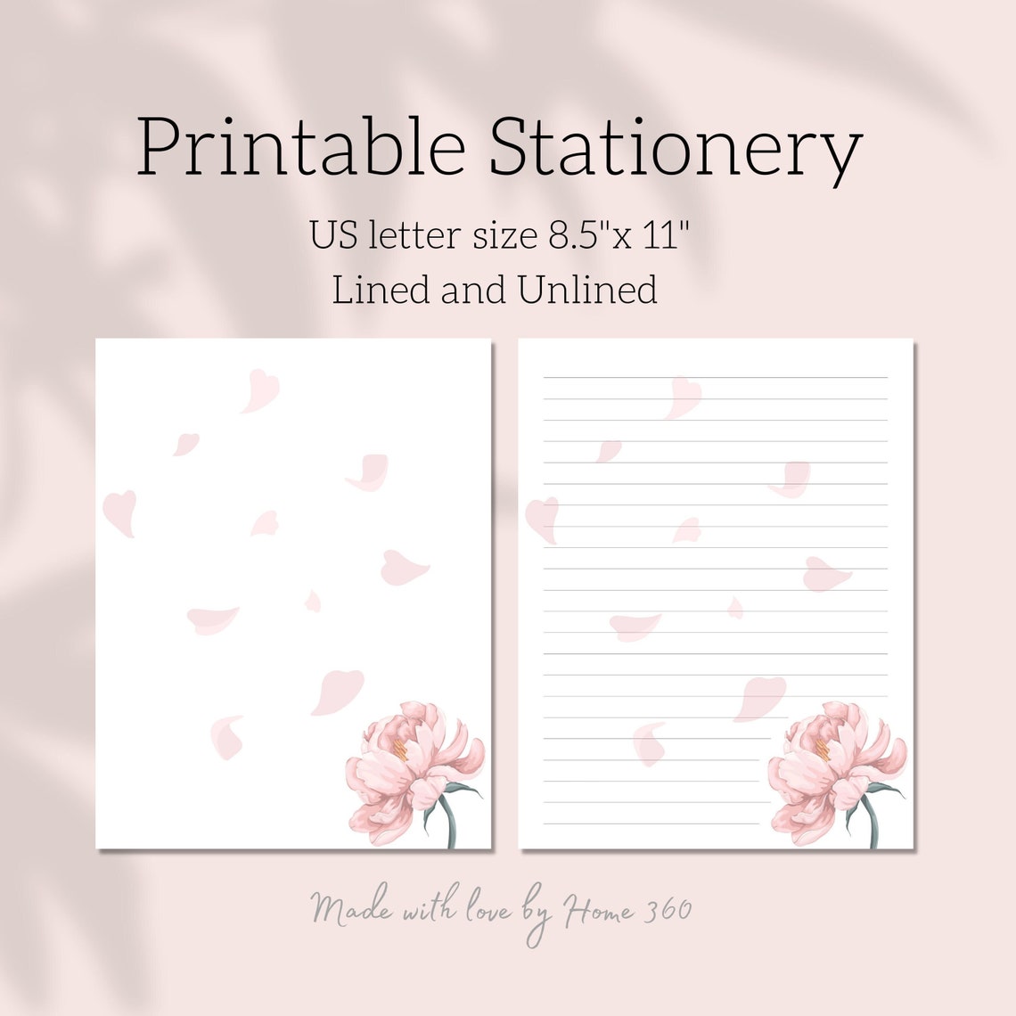 Printable Stationary With Flower Printable US Letter Size - Etsy
