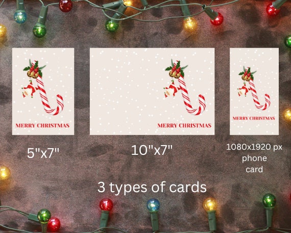 Printable Christmas Card, Digital Download Xmas Cards, Printable Merry ...