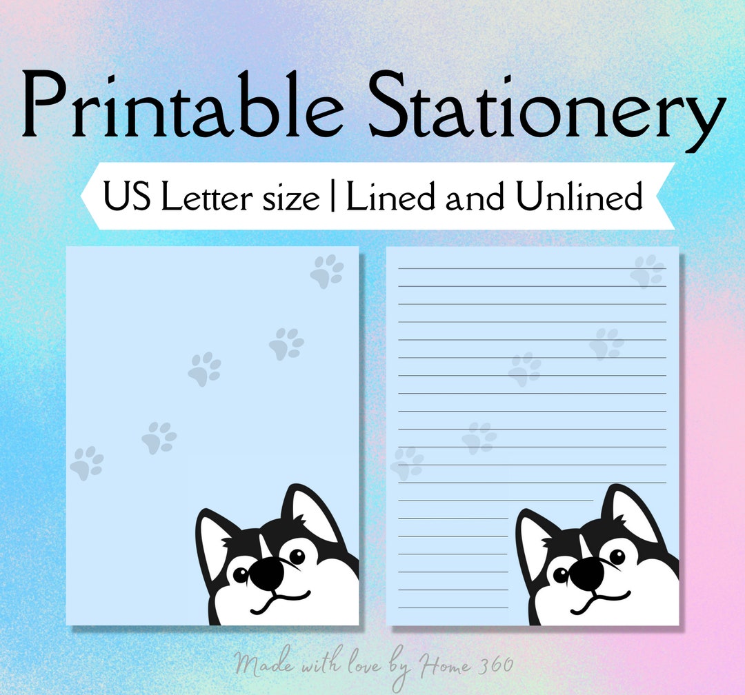 Printable Stationary With Husky | Paper for Kids | Cute Letter Writing ...