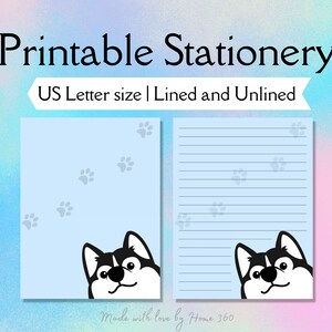Printable Stationary With Husky | Paper for Kids | Cute Letter Writing ...