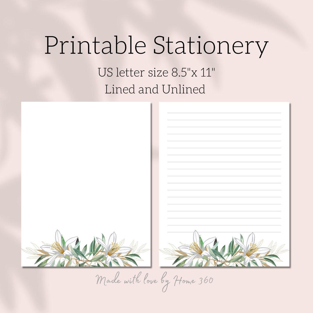 Lily Printable Stationery Set | Letter Writing Paper Digital Download ...