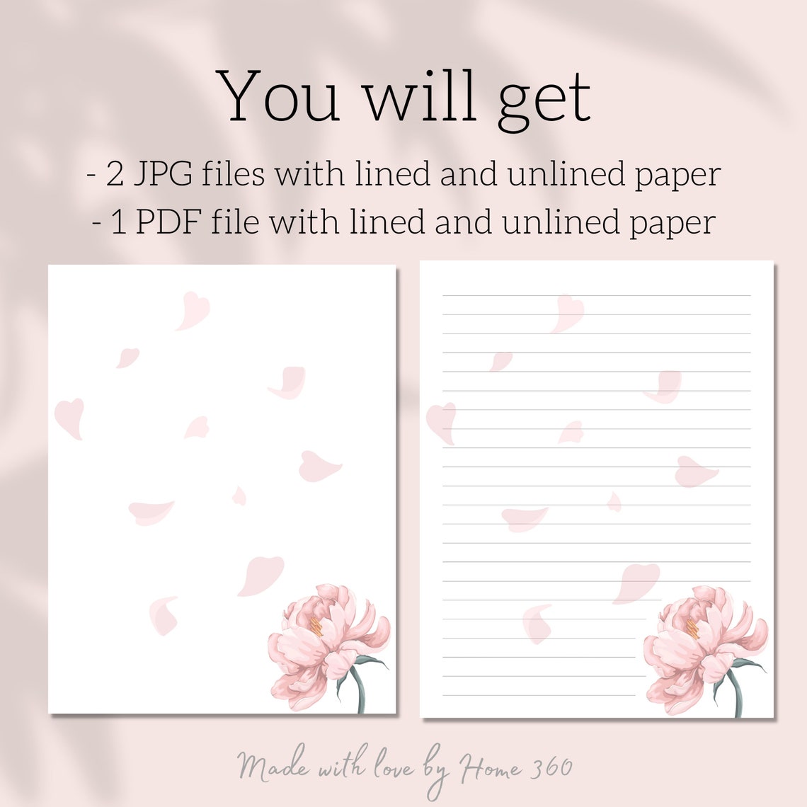 Printable Stationary With Flower Printable US Letter Size - Etsy