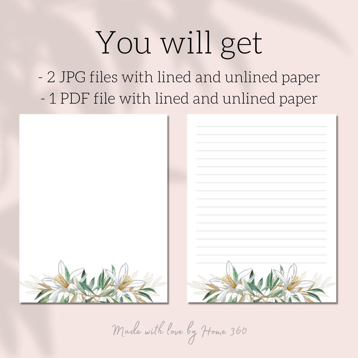 Lily Printable Stationery Set | Letter Writing Paper Digital Download ...