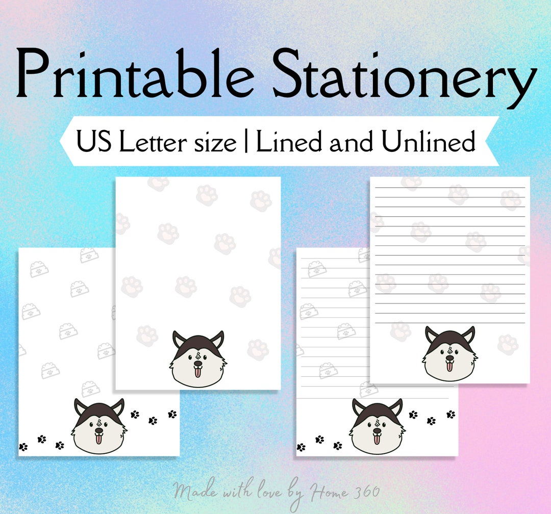 Cute Printable Stationary for Kids Letter Writing Stationery With Husky ...