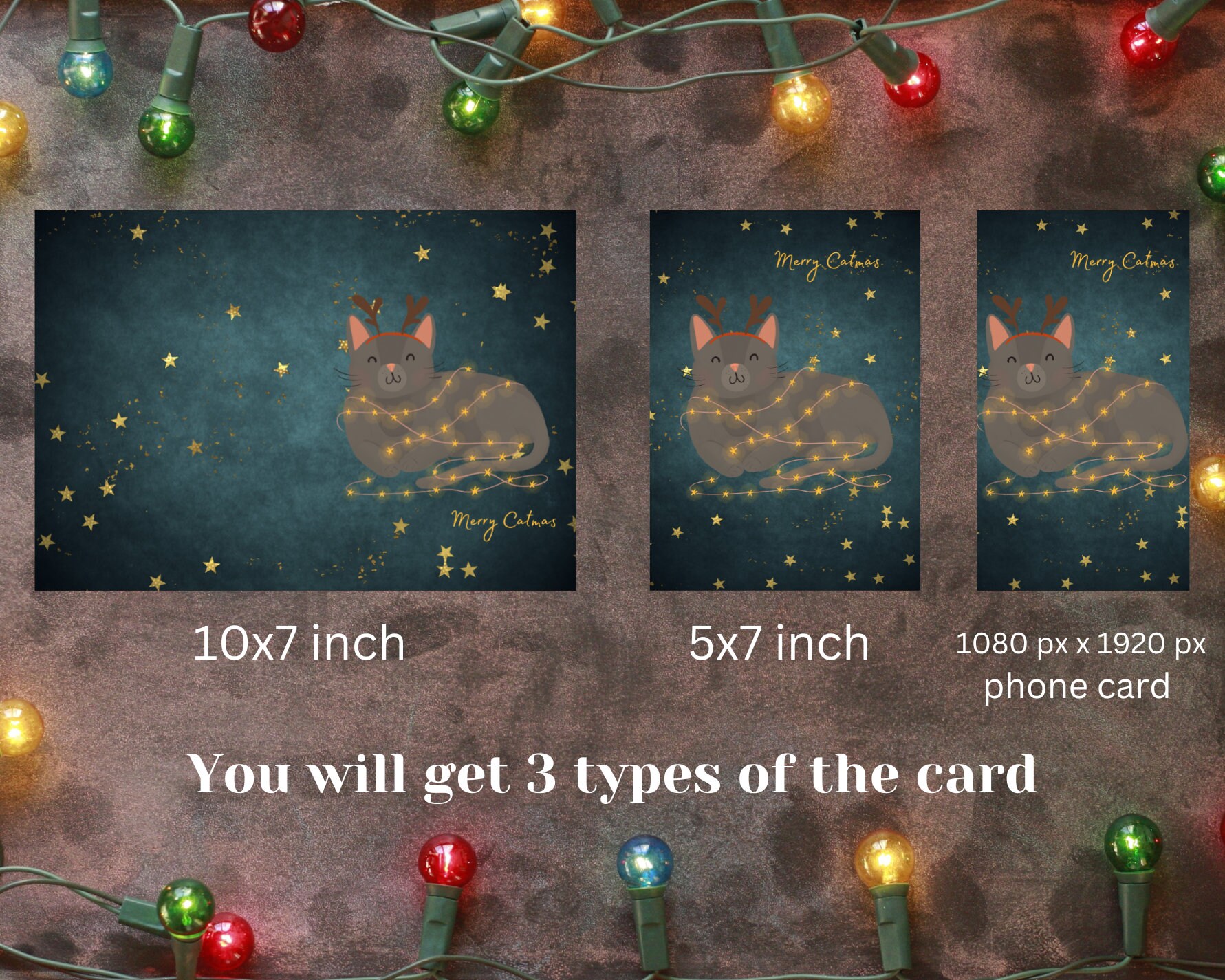 Catmas Gift Card Printable - Merry Christmas Card With Cat PDF Download ...