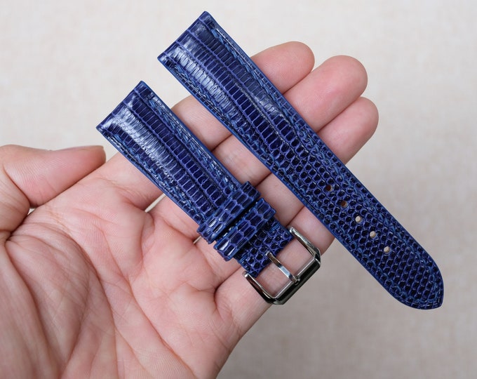 Lizard Navy Leather Watch Strap 24mm,22mm,21mm,20mm,19mm,18mm,16mm,14mm ...