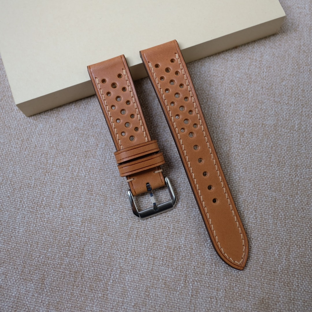 Racing Rally Tan Brown Leather Watch Strap 17mm 18mm 19mm 20mm 21mm ...