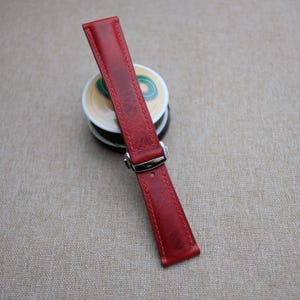 Handmade Red Leather Watch Strap: Waxy Italian Leather, Omega Style - Etsy