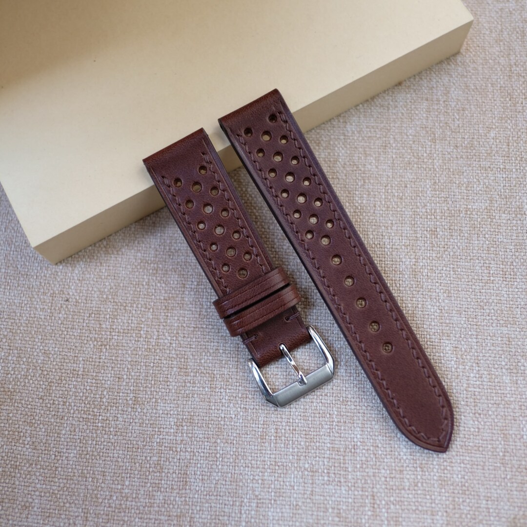 Racing Rally Dark Brown Leather Watch Strap 17mm 18mm 19mm 20mm 21mm ...