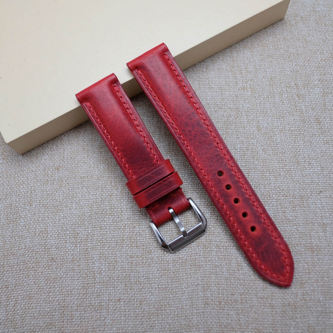 Waxy Red Watch Strap | Leather Watch Strap | Leather Watch Band ...