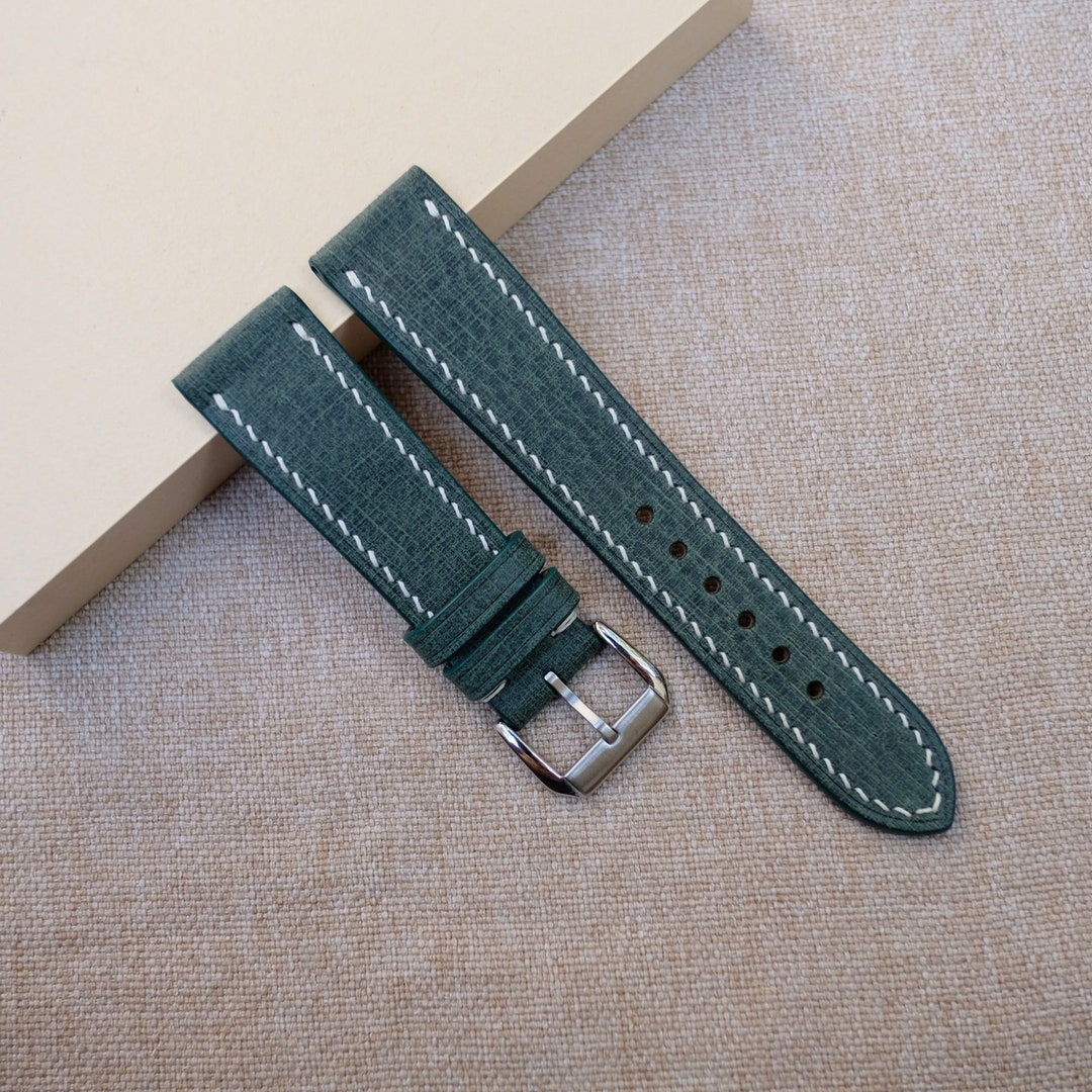 Babele Dark Green Slim Watch Strap 24mm 23mm 22mm 21mm 20mm 19mm 18mm ...