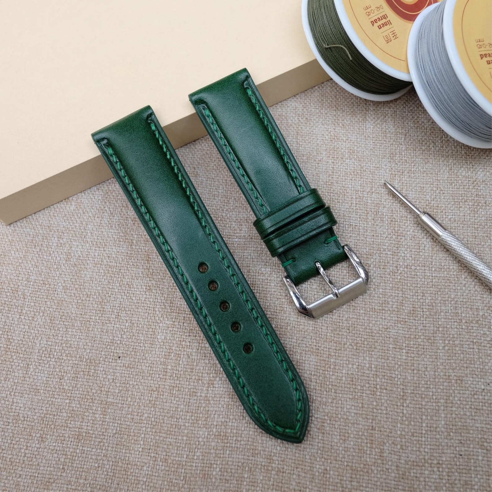 Buttero Green Leather Watch Strap 24mm, 22mm, 21mm, 20mm, 19mm, 18mm ...