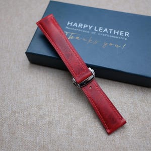 Handmade Red Leather Watch Strap: Waxy Italian Leather, Omega Style - Etsy