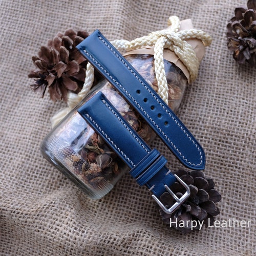 Custom Blue Watch Band Handmade Blue Leather Watch Strap - Etsy