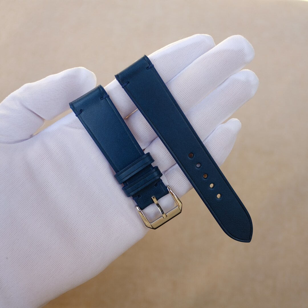Buttero Navy Blue Leather Watch Strap: Handmade Horween Leather - Etsy