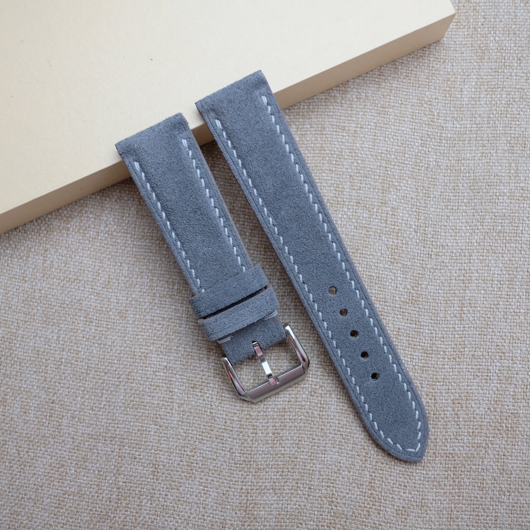 Gray Suede Watch Strap, Handmade Leather Watch Strap & Band, Gray Watch ...