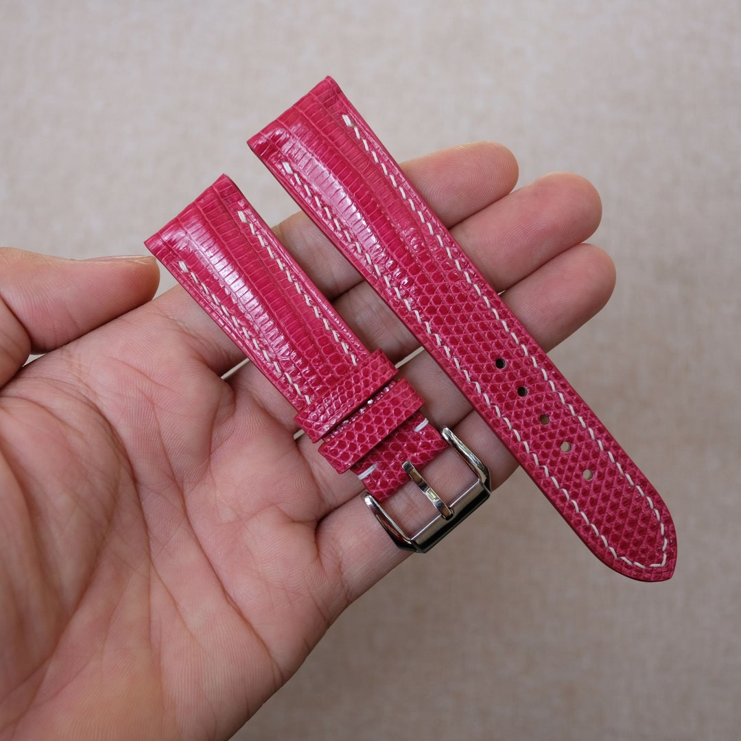 Lizard Cherry Red Leather Watch Strap 24mm,22mm,21mm,20mm,19mm,18mm ...