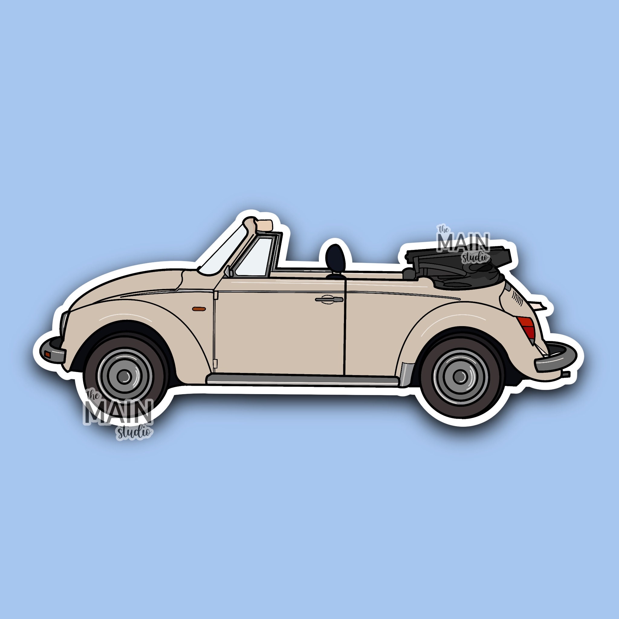 Convertible Beetle Vinyl Sticker - Etsy